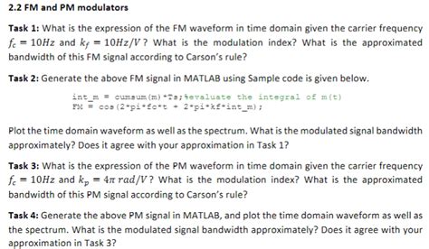 Solved FM And PM ModulatorsTask What Is The Chegg