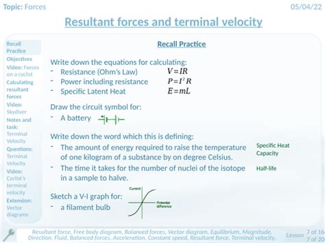 New Aqa Resultant Forces And Terminal Velocity Ks4 Gcse Physics Lesson