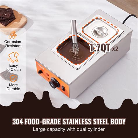 Vevor Tempéreuse à Chocolat Commerciale 800 W Bain Marie Électrique