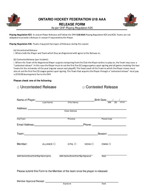 Fillable Online U18 Aaa Release Form Fax Email Print Pdffiller