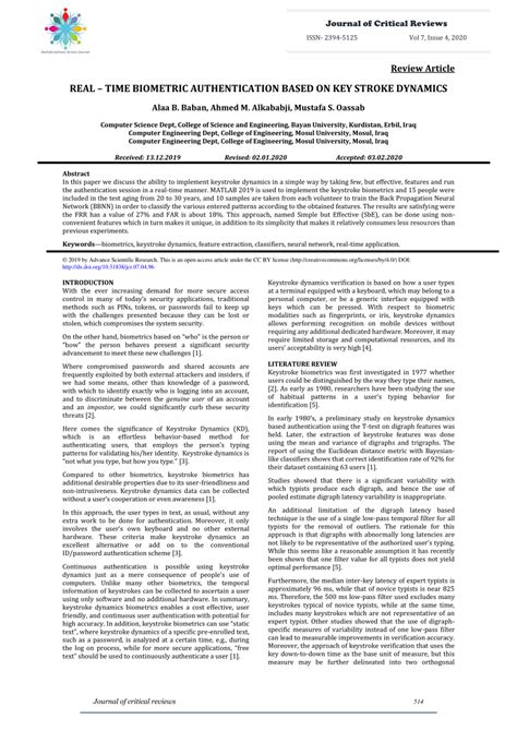 Pdf Realtime Biometric Authentication Based On Keystroke Dynamics
