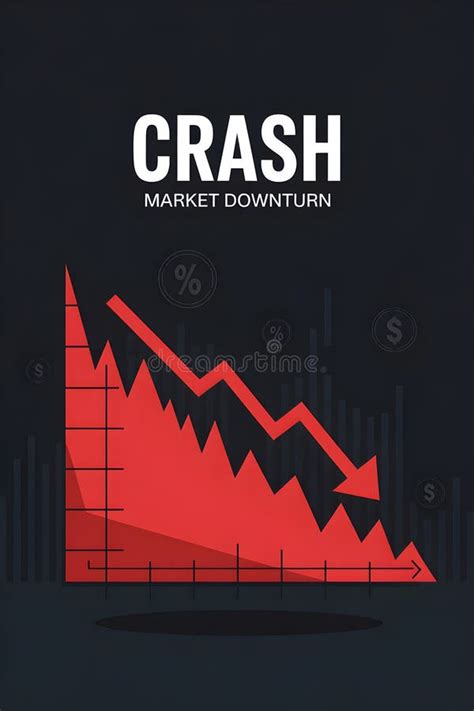 Red Graph Showing Market Crashing Down With Percentage And Dollar Sign