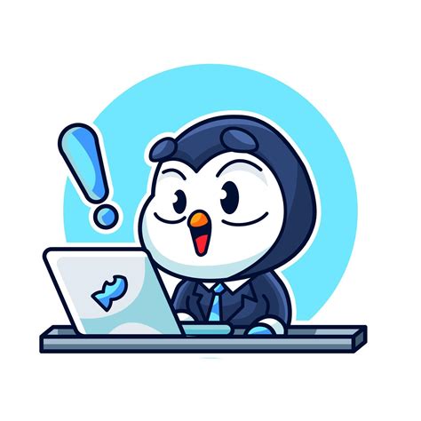 Penguin In Work Cartoon Illustration 9768184 Vector Art At Vecteezy