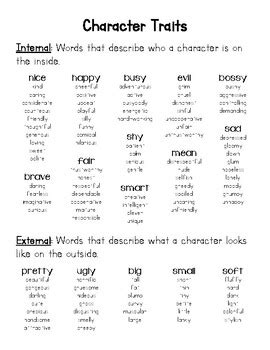 Results For Inside And Outside Character Traits Tpt