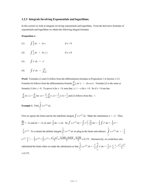 Integrals Involving Exponentials And Logarithms