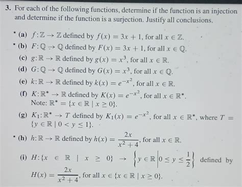 Solved For Each Of The Following Functions Determine If Chegg