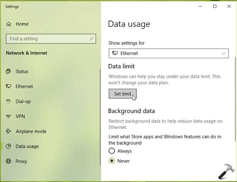 How To Set Data Limit For Network Connection In Windows