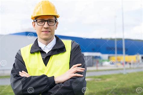 Portrait Of Engineer In Helmet And Glasses Stock Image Image Of Occupation Business 302971689