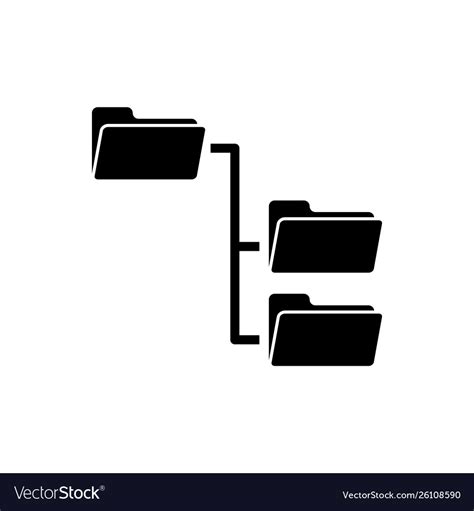 Black Folder Tree Icon Isolated On White Vector Image