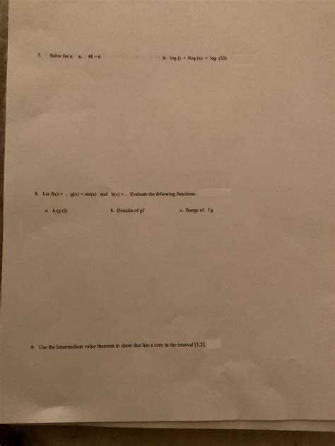 7 solve for x a 48 6 b log 3log x log 32 8