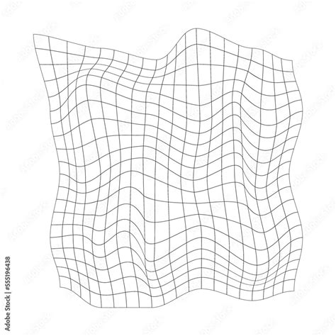 Distorted Square Grid Mesh Warp Texture Bented Net Isolated On White Background Curvatured