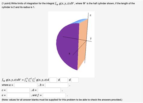 solved 1 ﻿point ﻿write limits of ﻿integration for the