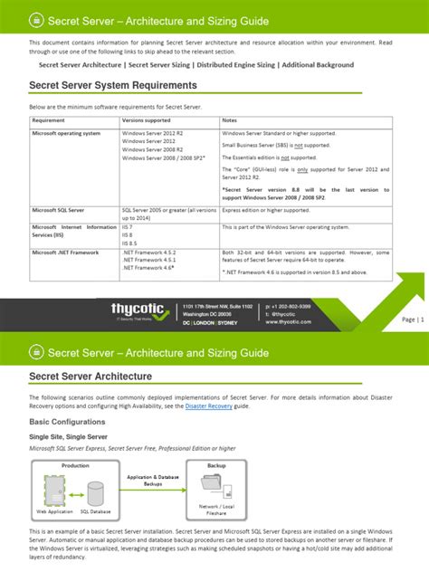 Silo Tips Secret Server Architecture And Sizing Guide Download Free Pdf World Wide Web
