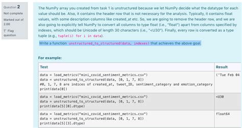 Solved Question Not Complete Marked Out Of The Numpy Chegg