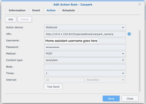 Webhookcurljsonrest Api From Synology Actions To Trigger A