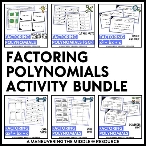 Factoring Polynomials Activity Bundle Algebra Maneuvering The Middle
