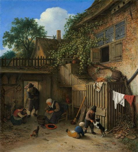The Cottage Dooryard By Adriaen Van Ostade Fine Art Print