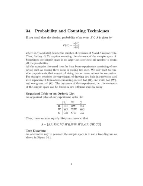 Probability Counting Techniques Lecture Notes