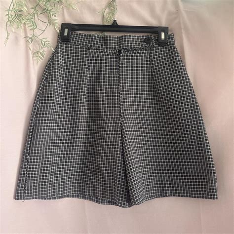 Vintage High Waisted Black And White Dress Shorts 2 Depop
