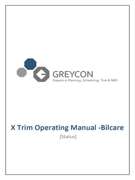 X Trim Operating Manual Bilcare Pdf Mathematical Optimization