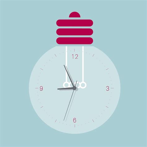 Premium Vector Light Bulb And Clock Isolated On Blue Background