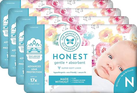 The Honest Company Diapers Newborn Size Rose Blossom Print Trueabsorb