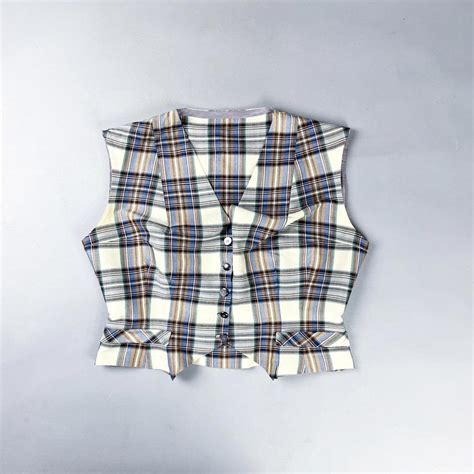 Vintage 1950s Plaid Button Up Womens Vest Etsy