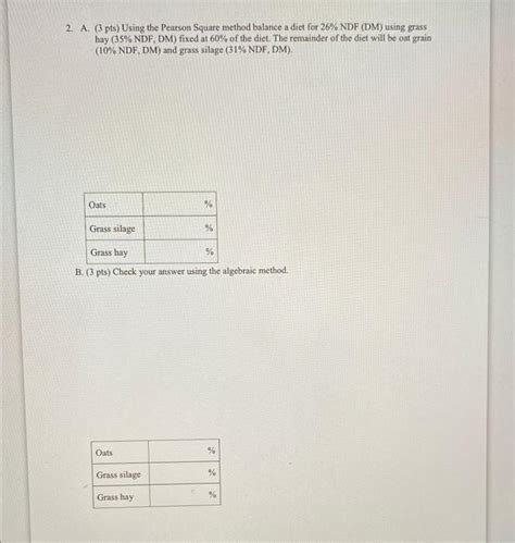 Solved 2 A 3 Pts Using The Pearson Square Method Balance