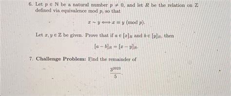 Solved 6 Let PN Be A Natural Number P 0 And Let R Be The Chegg Com