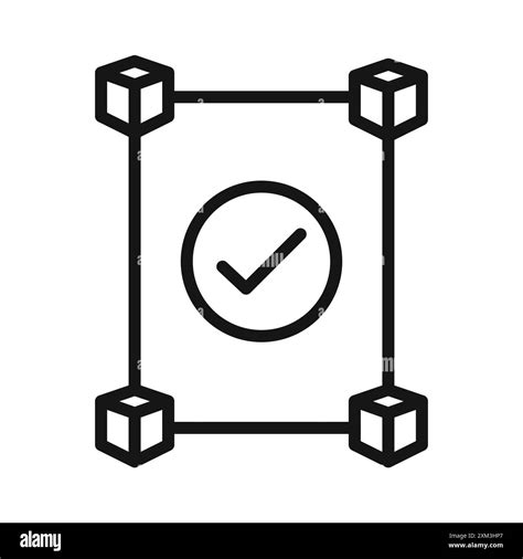 Blockchain Technology Icon Black Line Art Vector In Black And White