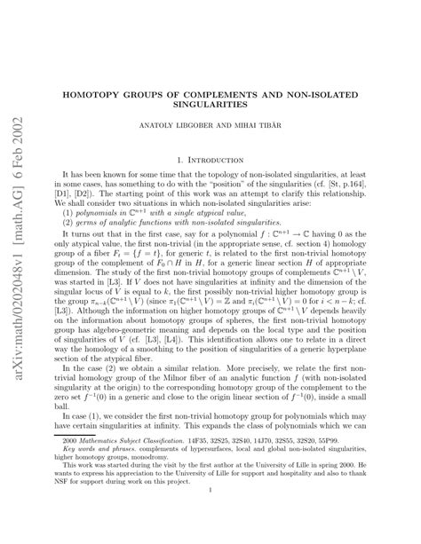 Pdf Homotopy Groups Of Complements And Non Isolated Singularities