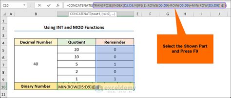 How To Convert Decimals To Binary In Excel Methods