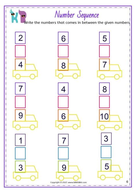15 Number Sequence Kindergarten Worksheets Kikkibikki