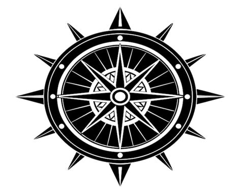 Premium Vector A Black And White Image Of A Compass With A Star On