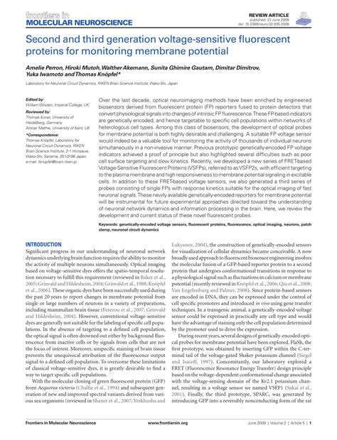 Pdf Second And Third Generation Voltage Sensitive Fluorescent