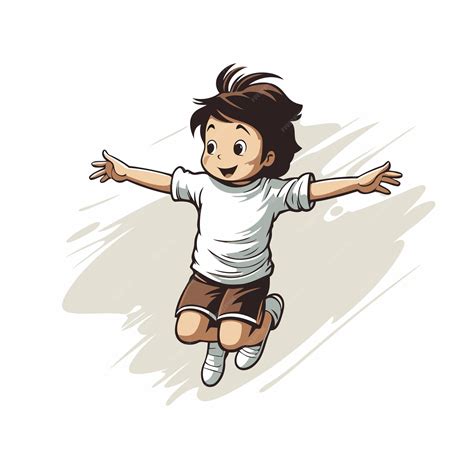 Ilustración De Un Niño Pequeño Saltando Aislado Sobre Un Fondo Blanco Vector Premium