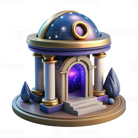 Magnificent Rustic 3d Render Cosmic Temple Illustration Original