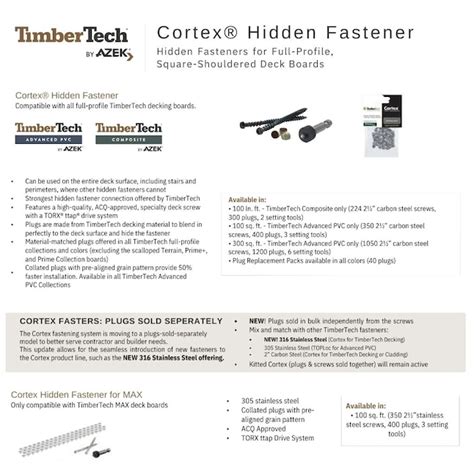 Timbertech Concealoc 15 Inches Matte Brown Hidden Deck Fastener 500 Square Feet 900 Pack