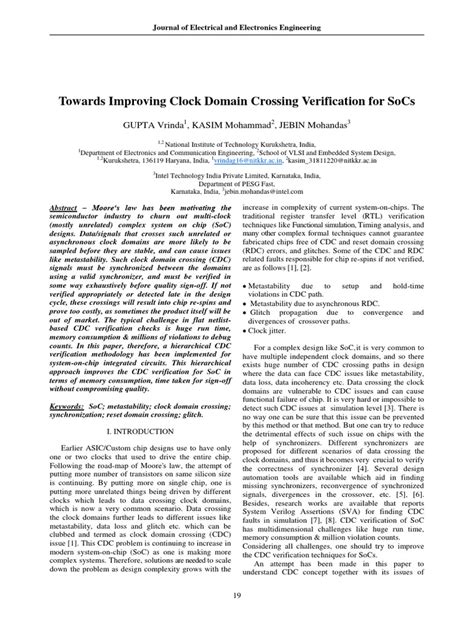 towards improving clock domain crossing verification for socs pdf system on a chip