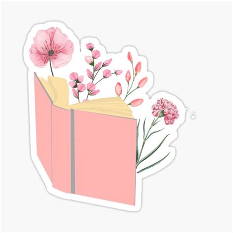 Pink Flowers From Open Book Sticker For Sale By Raf Ash Redbubble