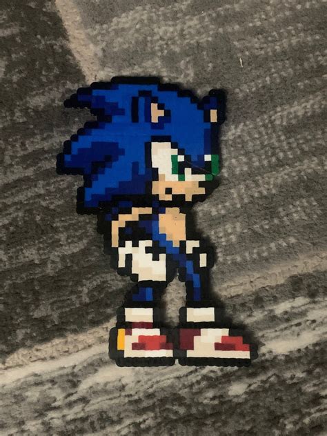 Sonic The Hedgehog Perler Bead Art Etsy