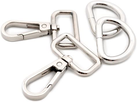 Metal Snap Hooks With D Rings 10 Sets Push Gate Swivel