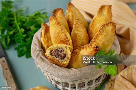 Traditional Lithuanian Savoury Pastries Pasty Kibinai Filled With
