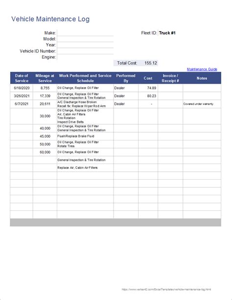 Vehicle Service Record Template Hq Printable Documents Hot Sex Picture