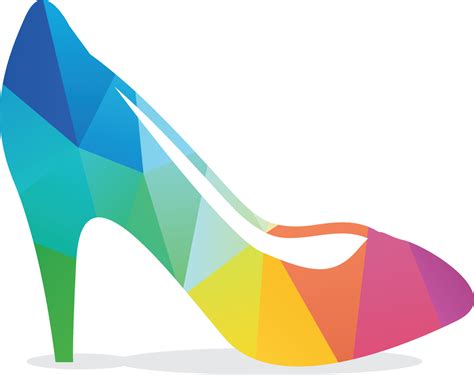 Low Poly Womans Colorful Shoe Isolated Polygonal Shoe Vector Fashion