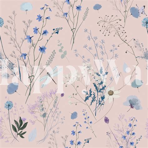 Floral Wallpaper On Blush Background