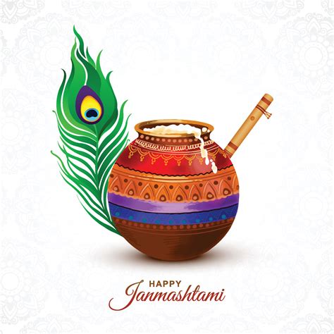 Happy Janmashtami Background With Matki And Makhan 27289549 Vector Art