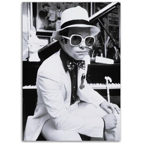 Vintage Elton John Wall Art Print Black And White Retro Elton John