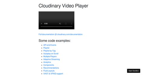 Cloudinary Video Player Forked Codesandbox