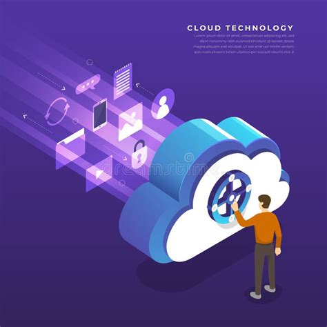 Flat Design Concept Cloud Computing Technology Users Network Con Stock
